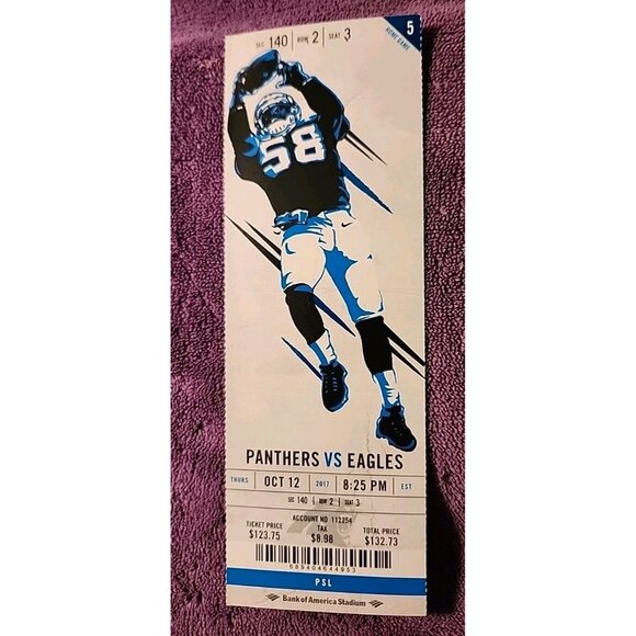 Other | Carolina Panthers Football Stub 1122017 Vs Philadelphia Eagles ...